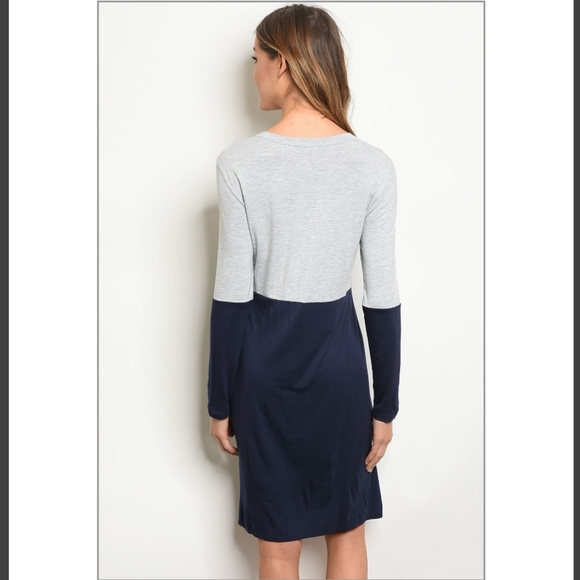 Dresses | New Gray And Navy Blue Comfy Dress | Poshmark